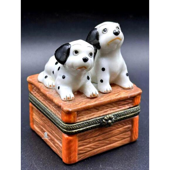Other | Charming Dog Figurine Trinket Box Two Playful Puppies | Poshmark